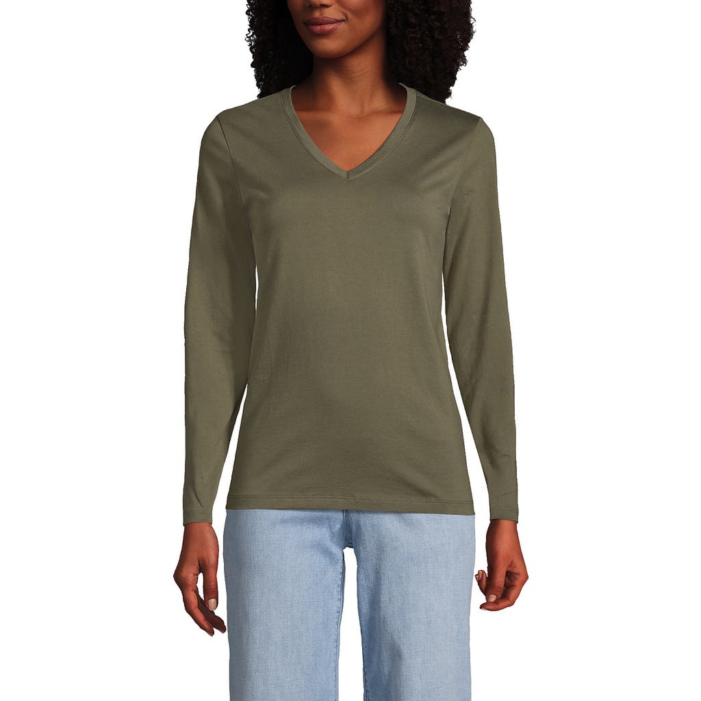 LANDS' END Lands' End Tall Supima Cotton Long Sleeve V-Neck T-Shirt